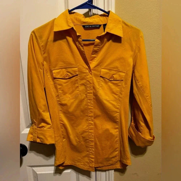 Zac & Rachel | Tops | Zac Rachel Yellow Gold Womens Button Down Shirt ...